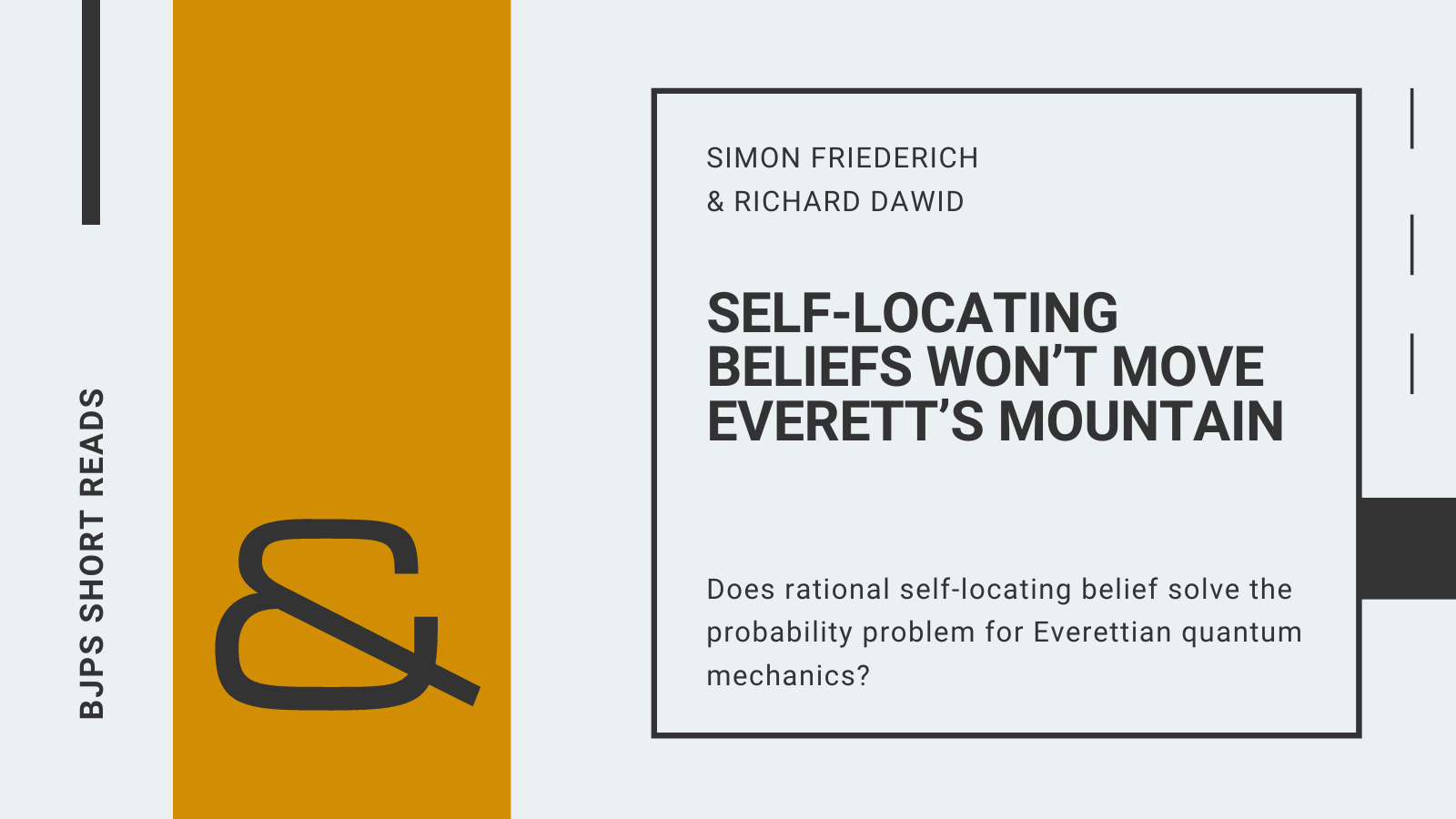 Self-locating Beliefs Won’t Move Everett’s Mountain | Simon Friederich ...